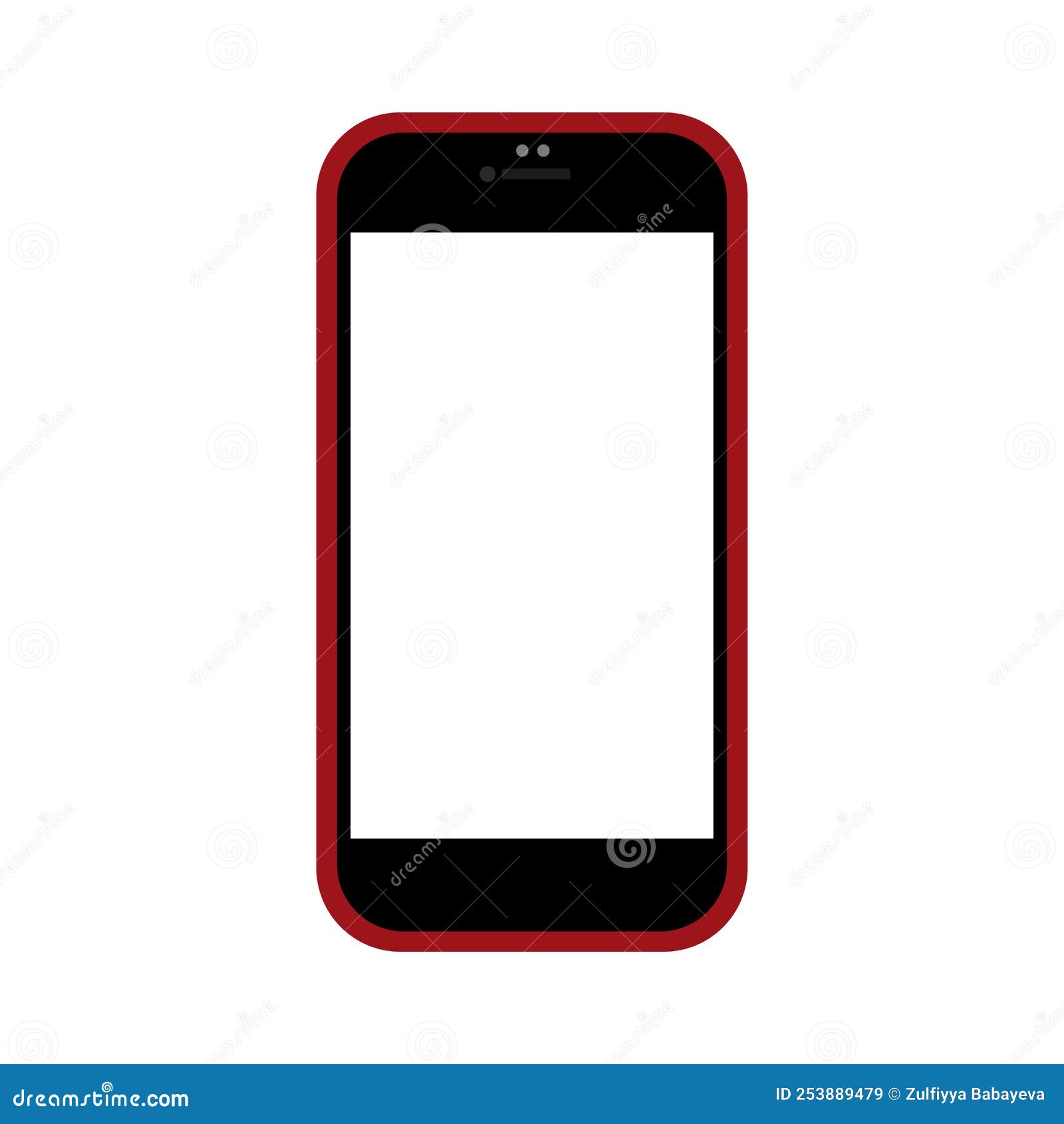 Touchscreen Phone with Red Case Vector. Stock Vector - Illustration of ...