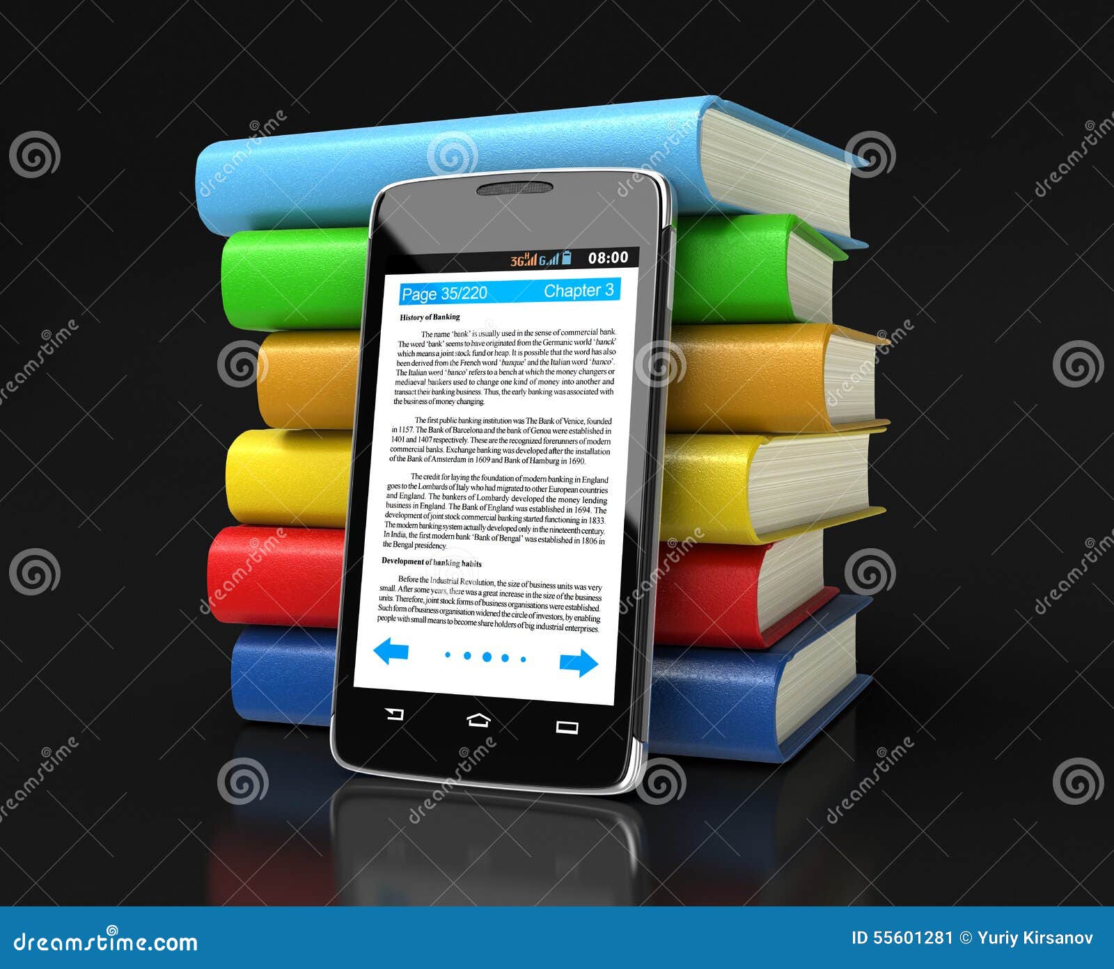 Touchscreen Smartphone and Books (clipping Path Included) Stock ...