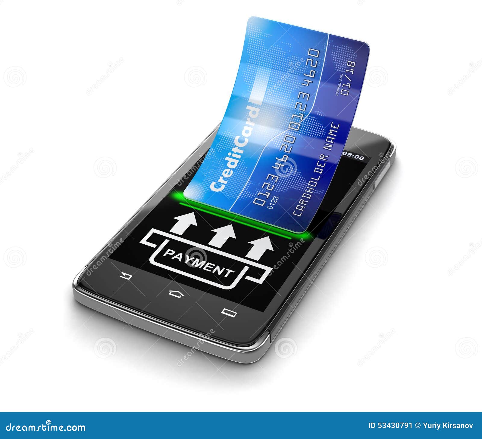 Touchscreen Smartphone with Credit Card (clipping Path Included) Stock ...