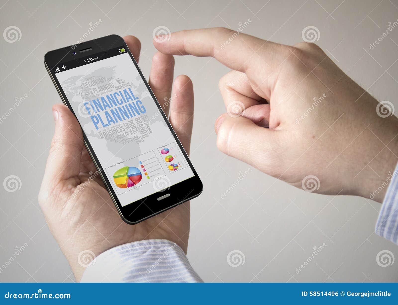 Touchscreen Smartphone with Financial Planning on the Screen Stock ...