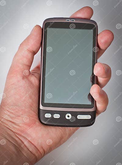 Touchscreen Smartphone in Hand Stock Photo - Image of capacitive ...