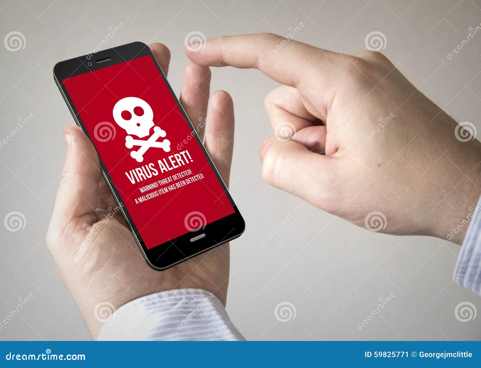 Touchscreen Smartphone with Virus on the Screen Stock Image - Image of ...