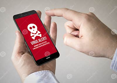 Touchscreen Smartphone with Virus on the Screen Stock Image - Image of ...