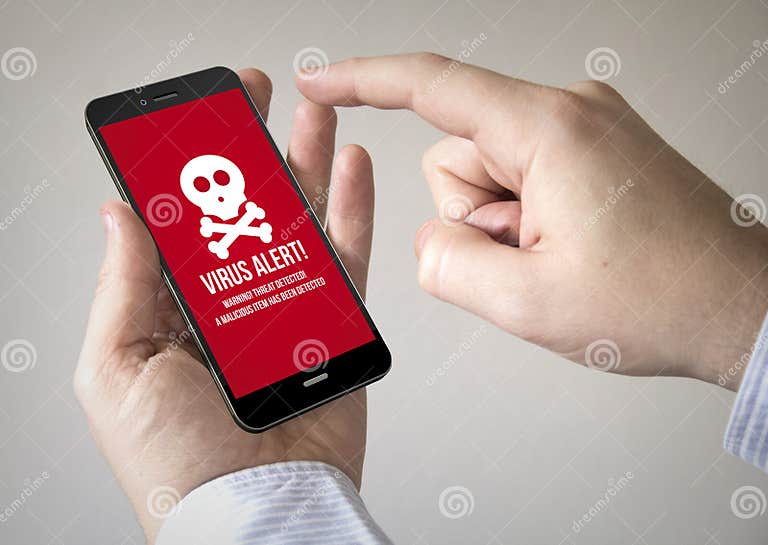 Touchscreen Smartphone with Virus on the Screen Stock Image - Image of ...