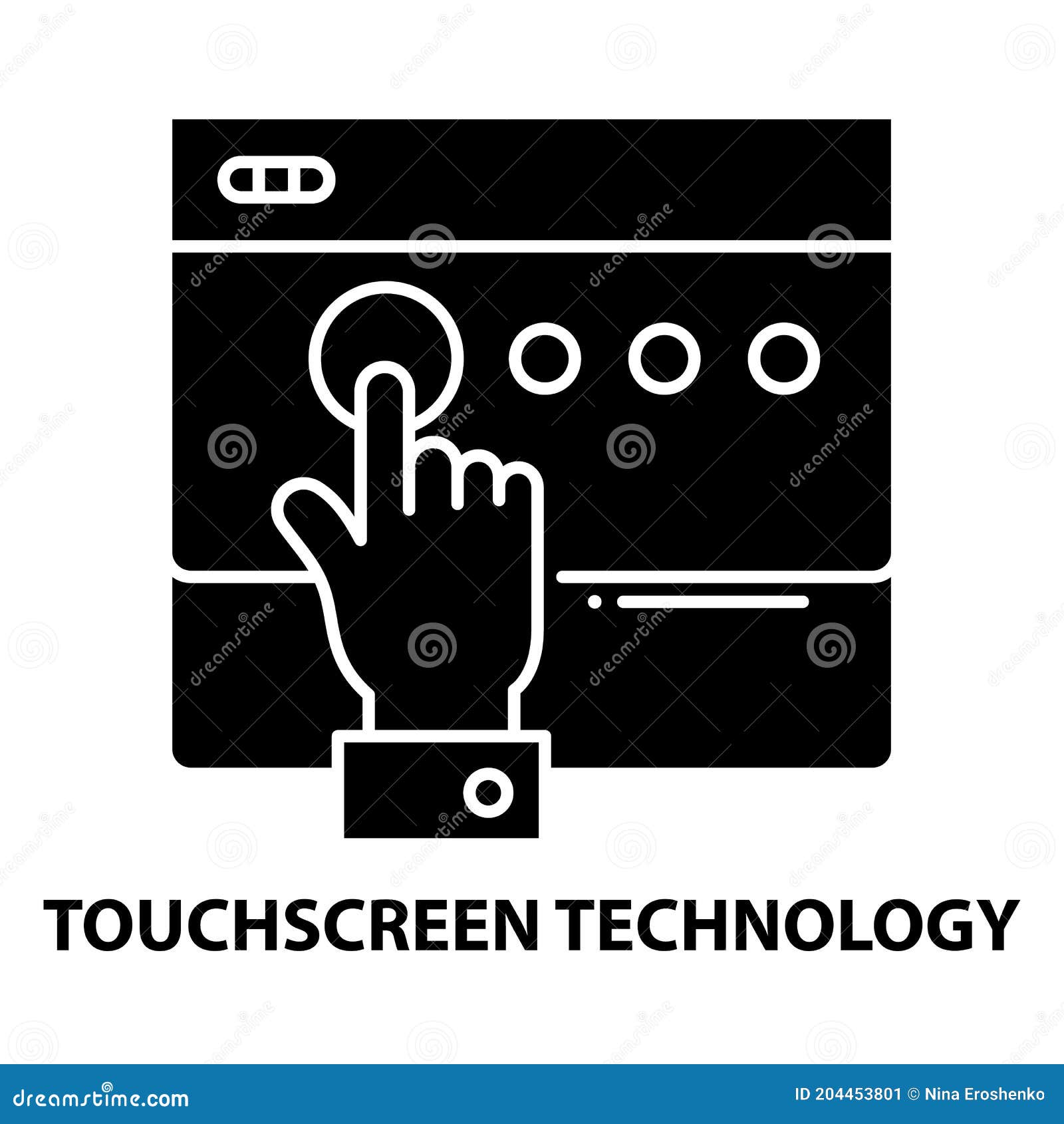 Touchscreen Technology Icon, Black Vector Sign with Editable Strokes ...