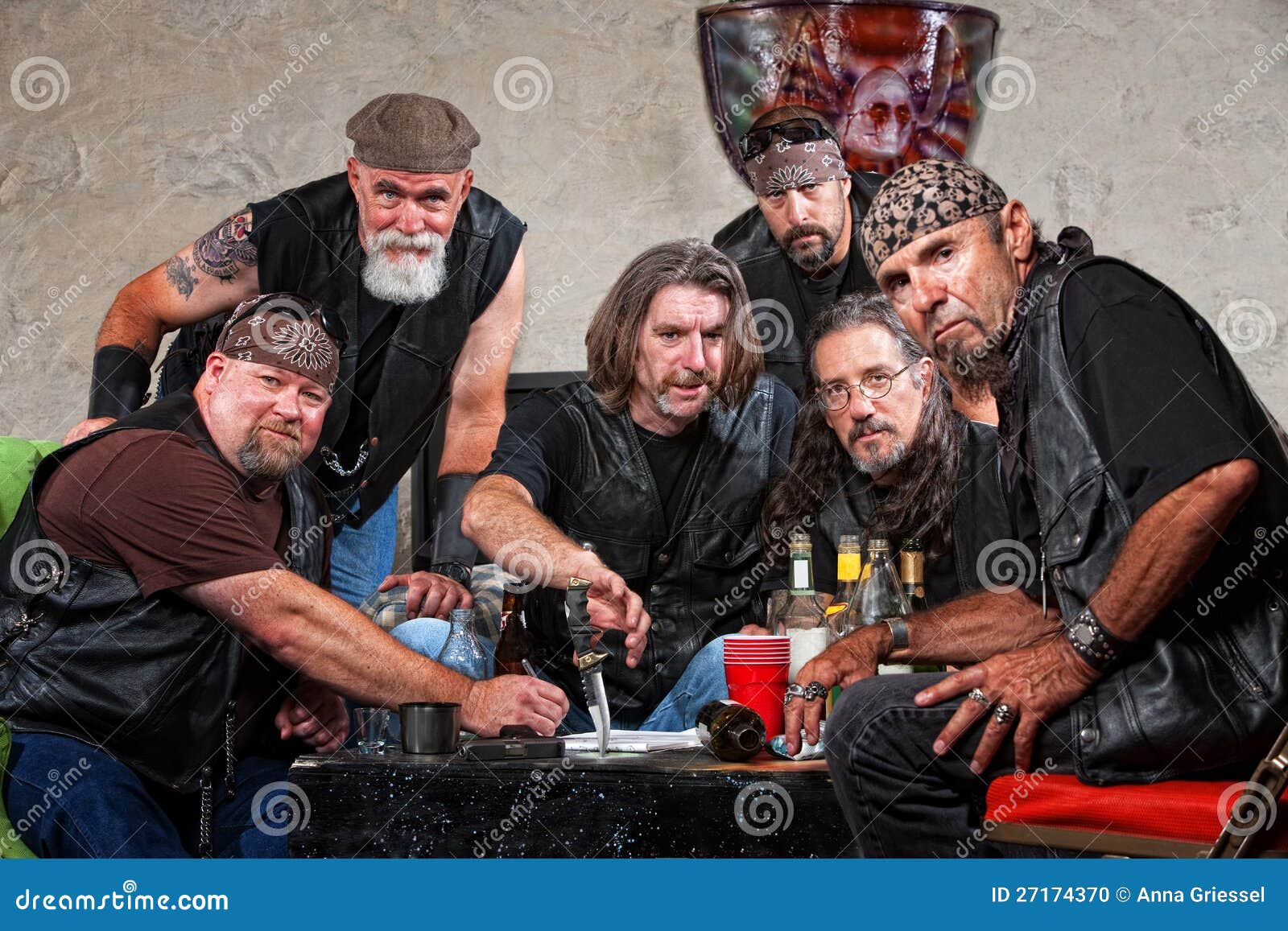 Tough Biker Gang with Weapons Stock Photo - Image of frowning, knife ...
