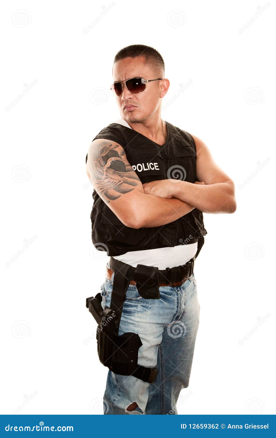 Tough Cop stock photo. Image of mexican, jeans, macho - 12659362