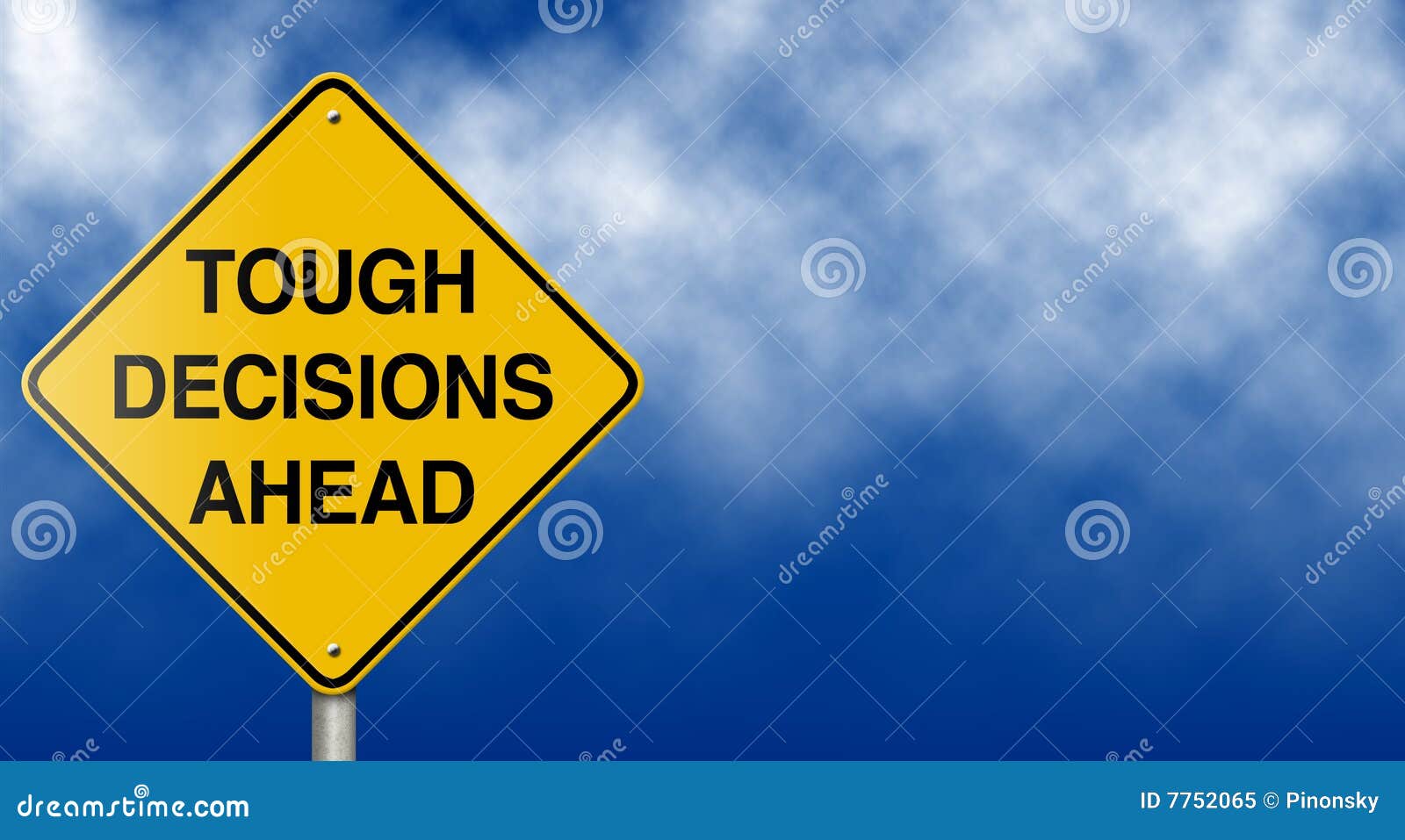 Tough Decisions Ahead Road Sign Stock Image - Image of glower ...