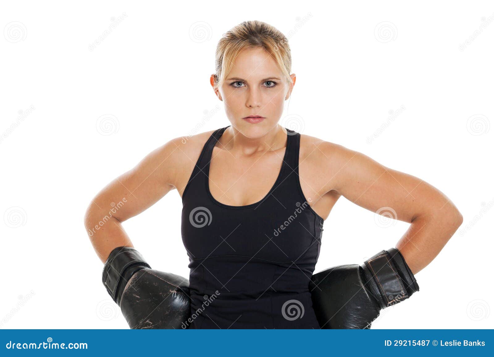 Tough Female Boxer Portrait Stock Image - Image of hands, background ...