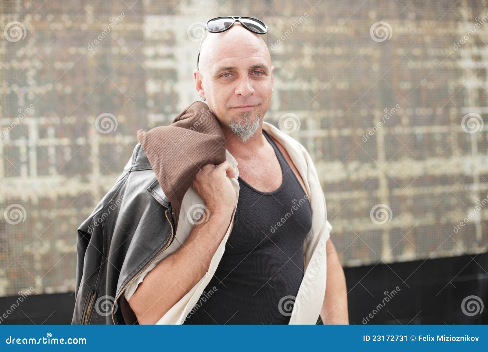 Tough Guy with Jacket Over Shoulder Stock Image - Image of horizontal ...