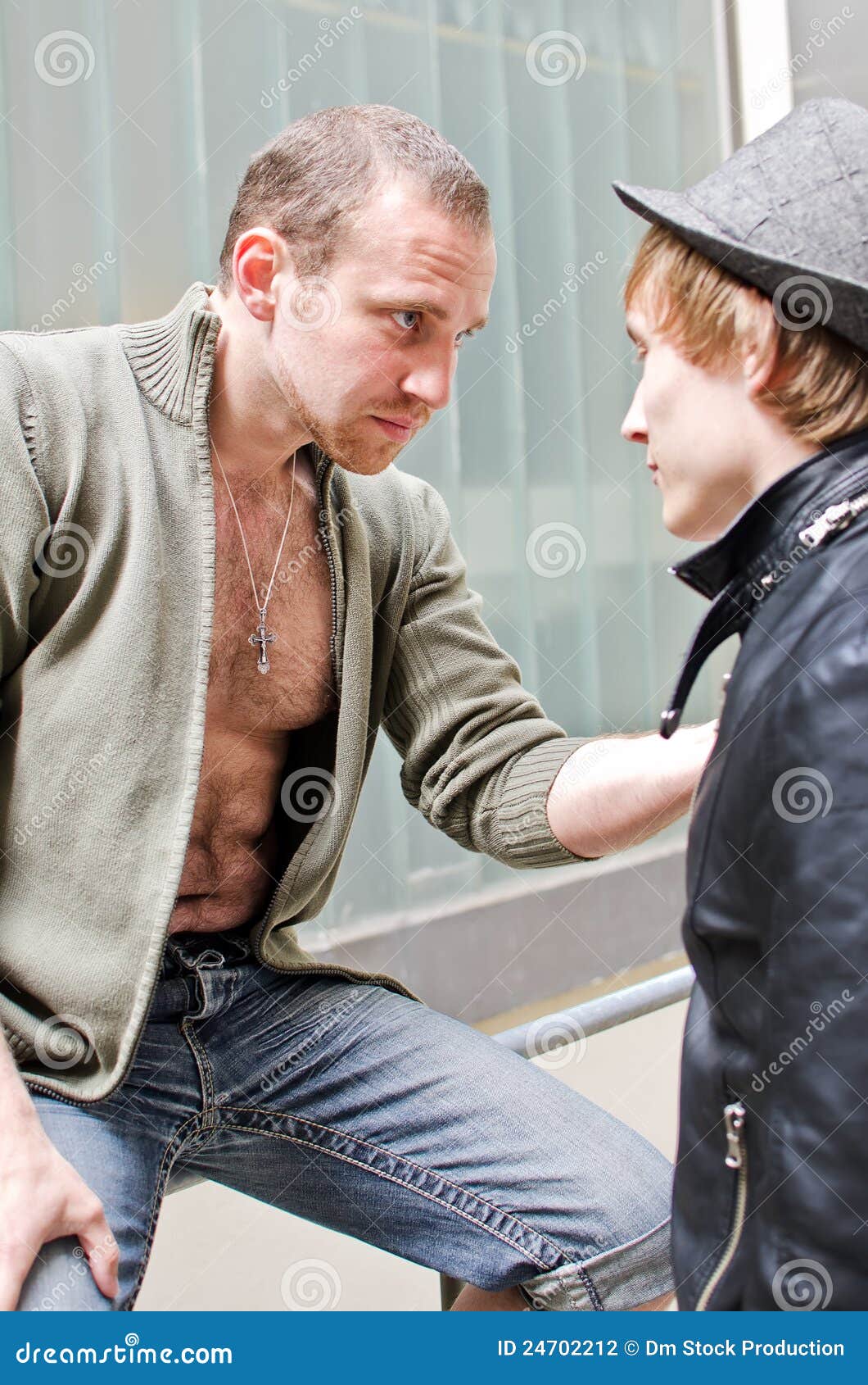 Tough guys. stock photo. Image of assassin, jacket, conversation - 24702212