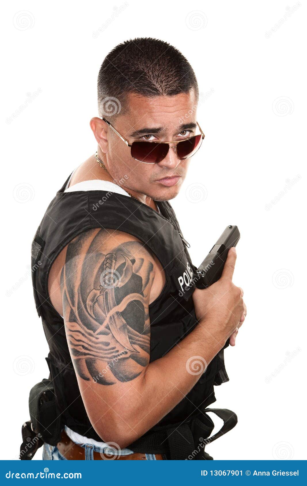 Tough Hispanic Cop stock image. Image of angry, dangerous - 13067901