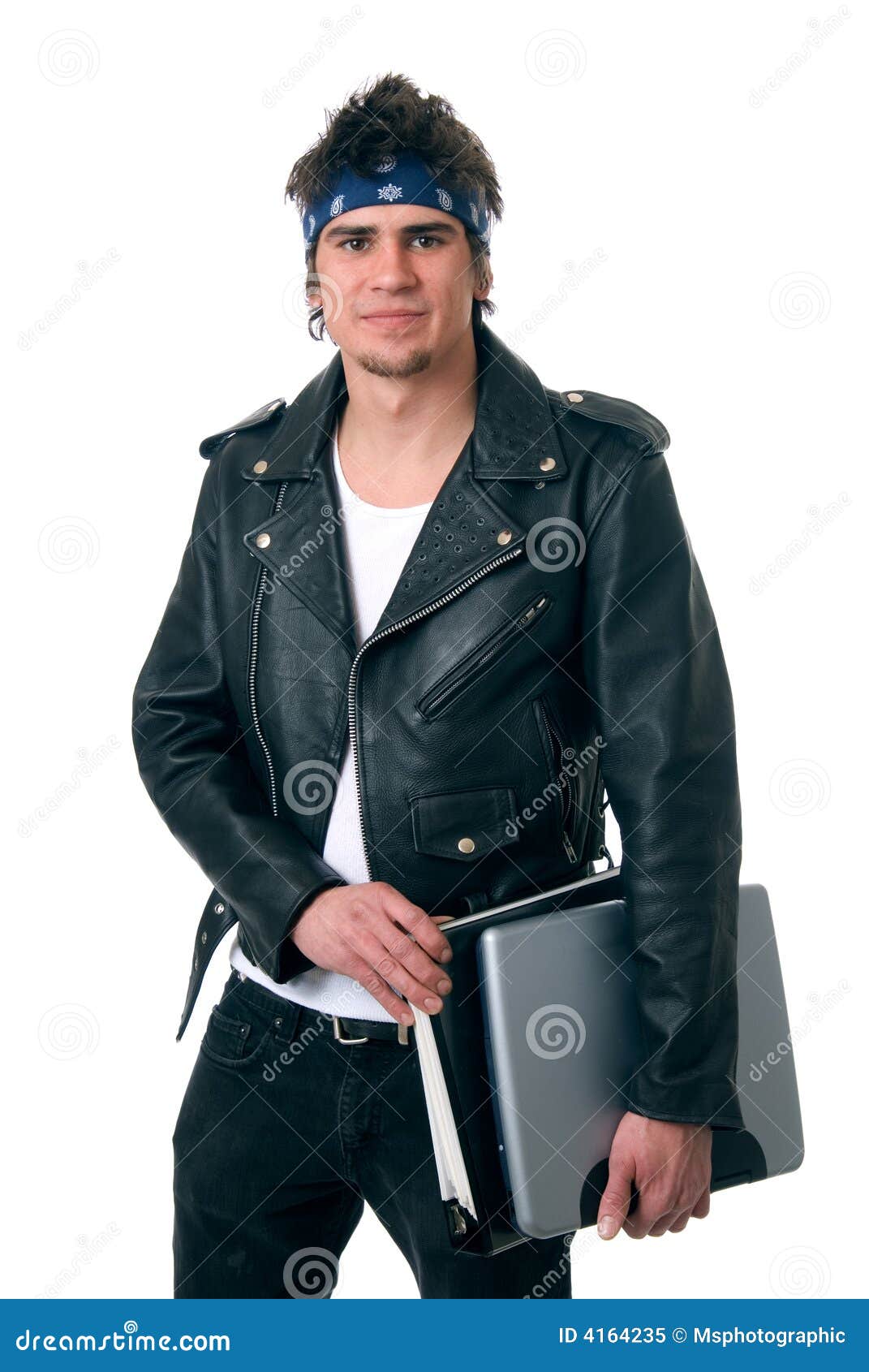 Tough Student stock image. Image of bandanna, jacket, laptop - 4164235