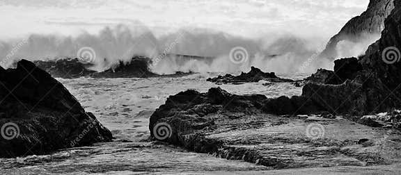 Tough Waves Hitting the Beach Stock Image - Image of europe, shape ...