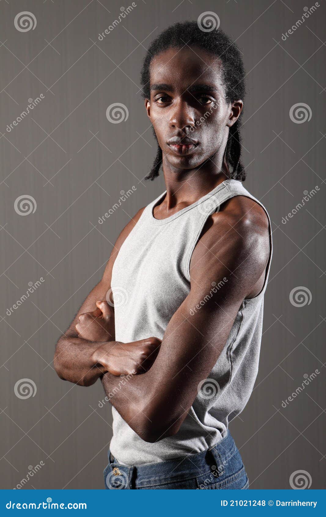 Tough Young Black Man Bicep and Shoulder Muscles Stock Photo - Image of ...