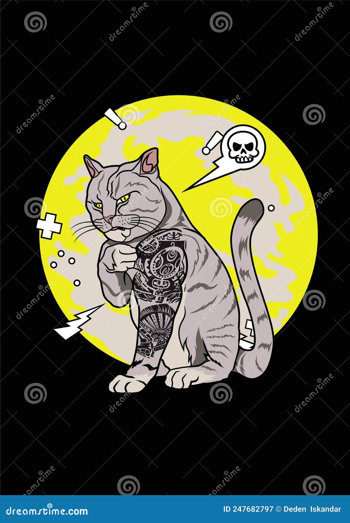TOUGHT CAT stock vector. Illustration of vector, available - 247682797