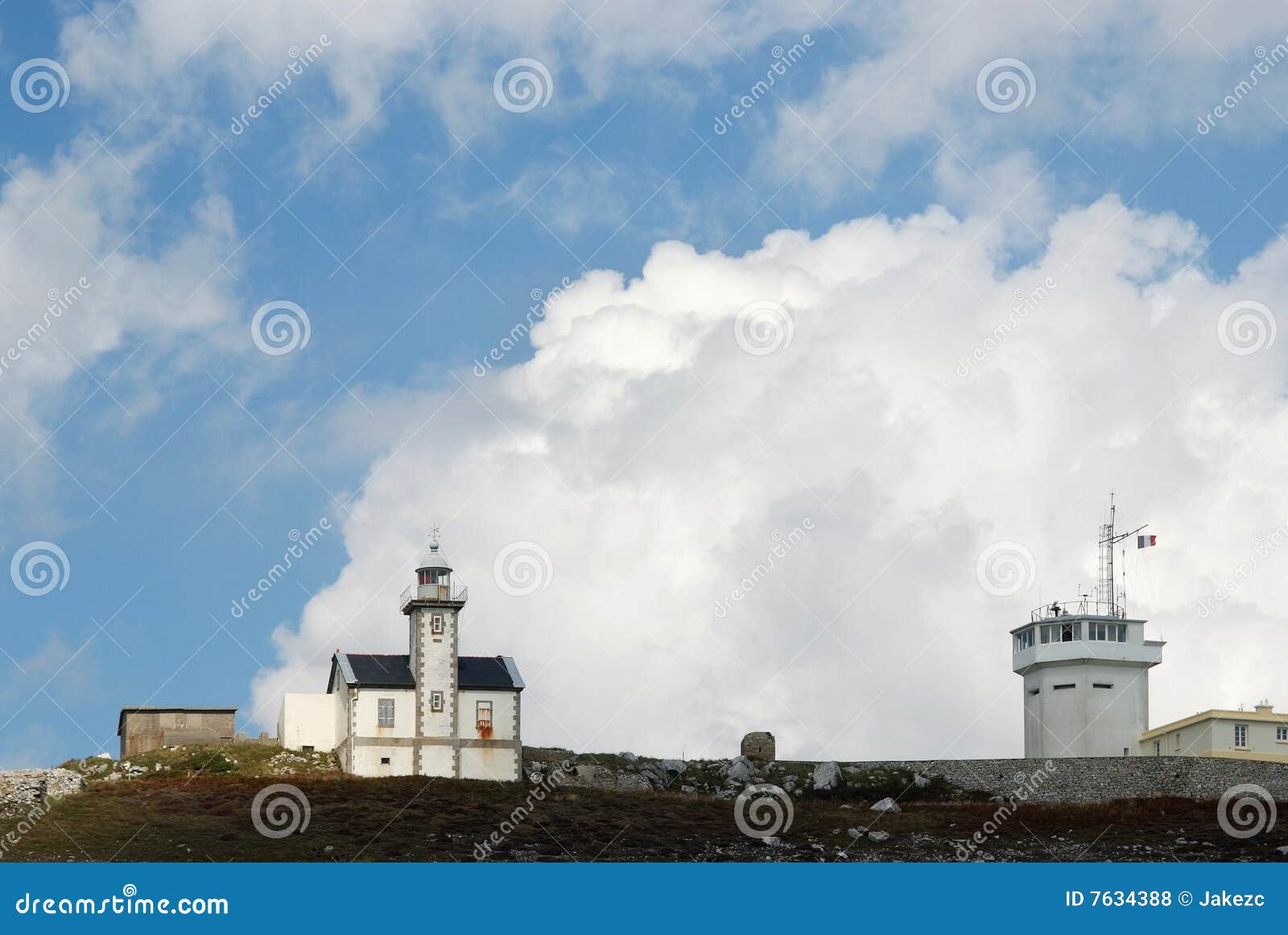 Toulinguet Lighthouse and Semaphore Stock Photo - Image of igniting ...