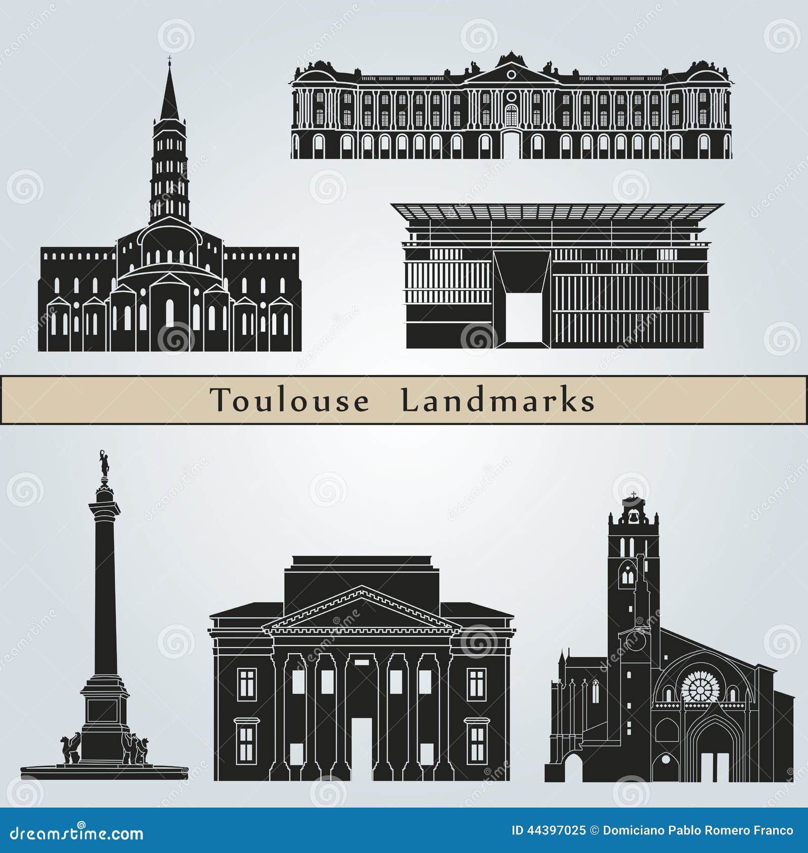 Toulouse Landmarks stock vector. Illustration of place - 44397025