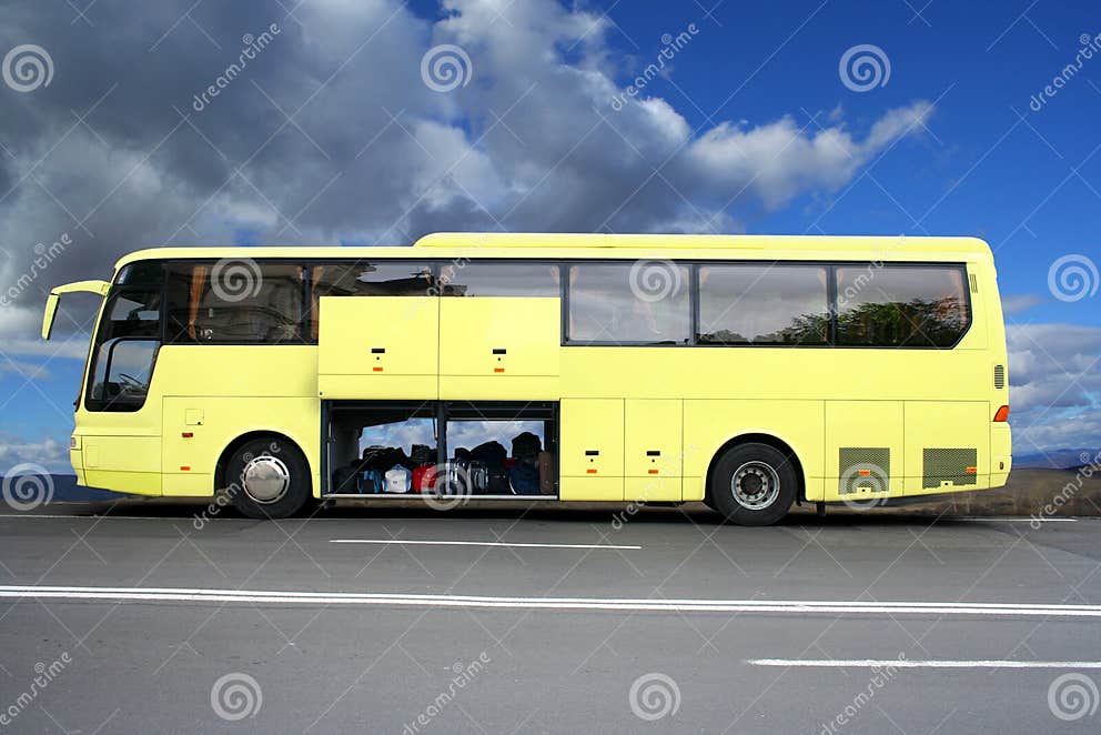 Tour bus stock image. Image of traveling, vehicle, yellow - 5109577