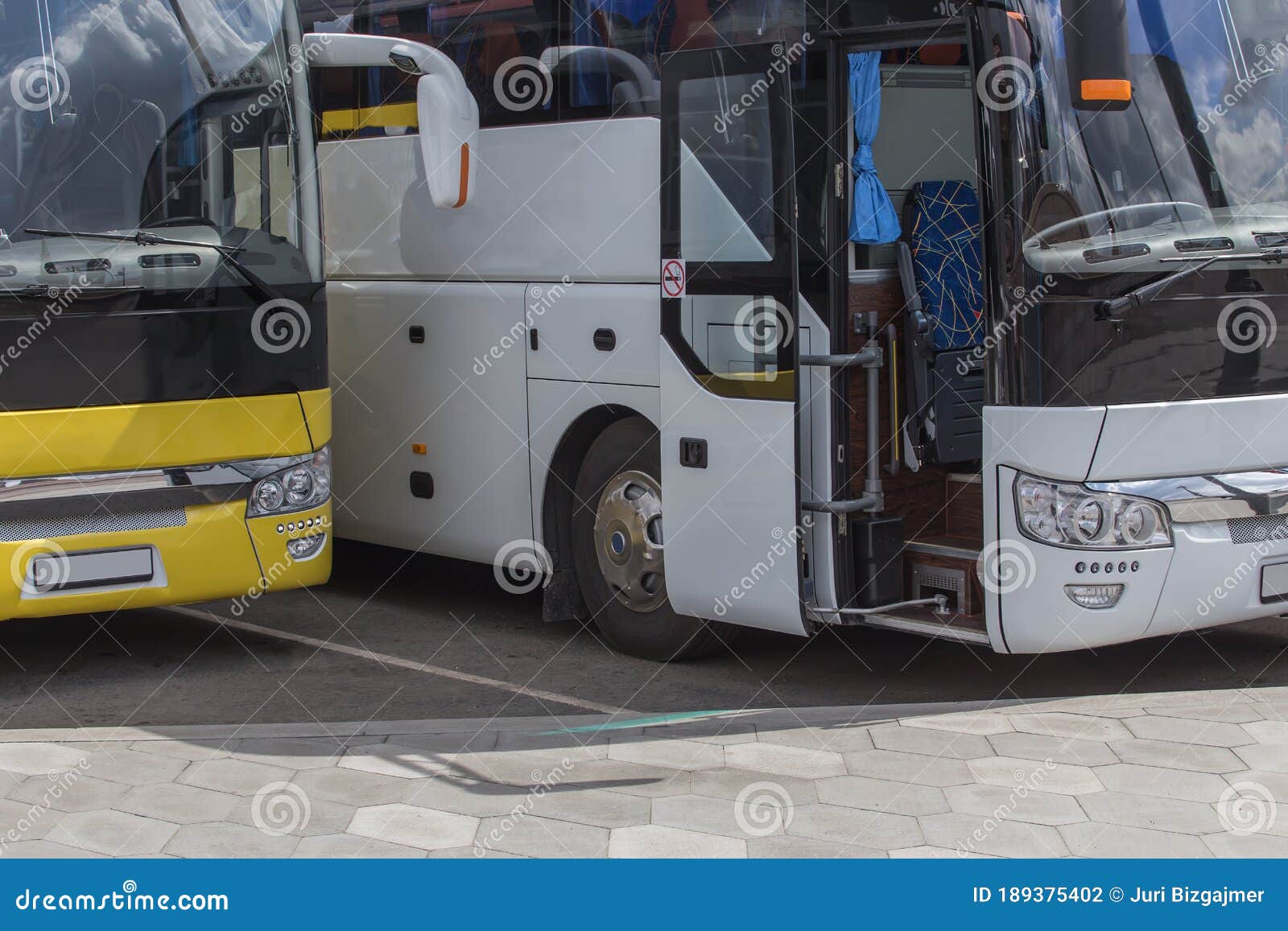 Tour Buses at the Bus Station Stock Photo - Image of public, road ...