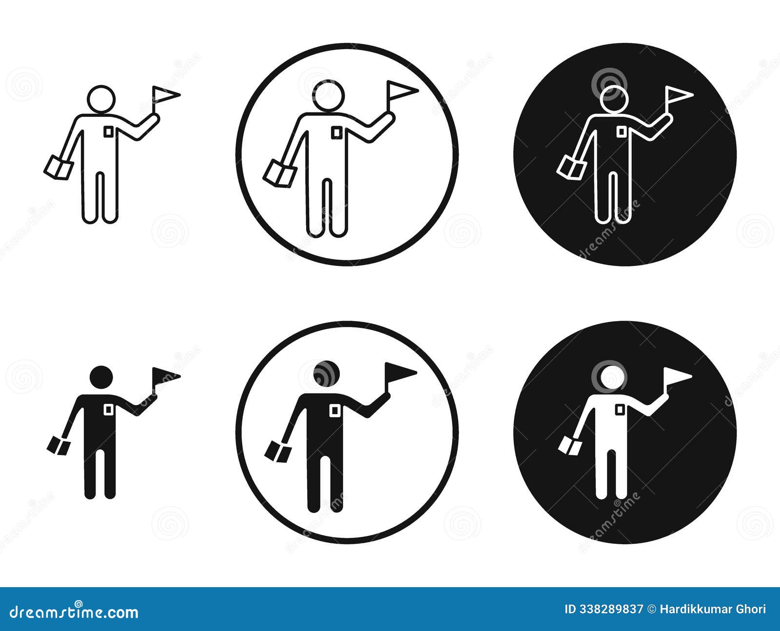 Tour Guide People Vector Icon Set in Black and White Outlines Stock ...
