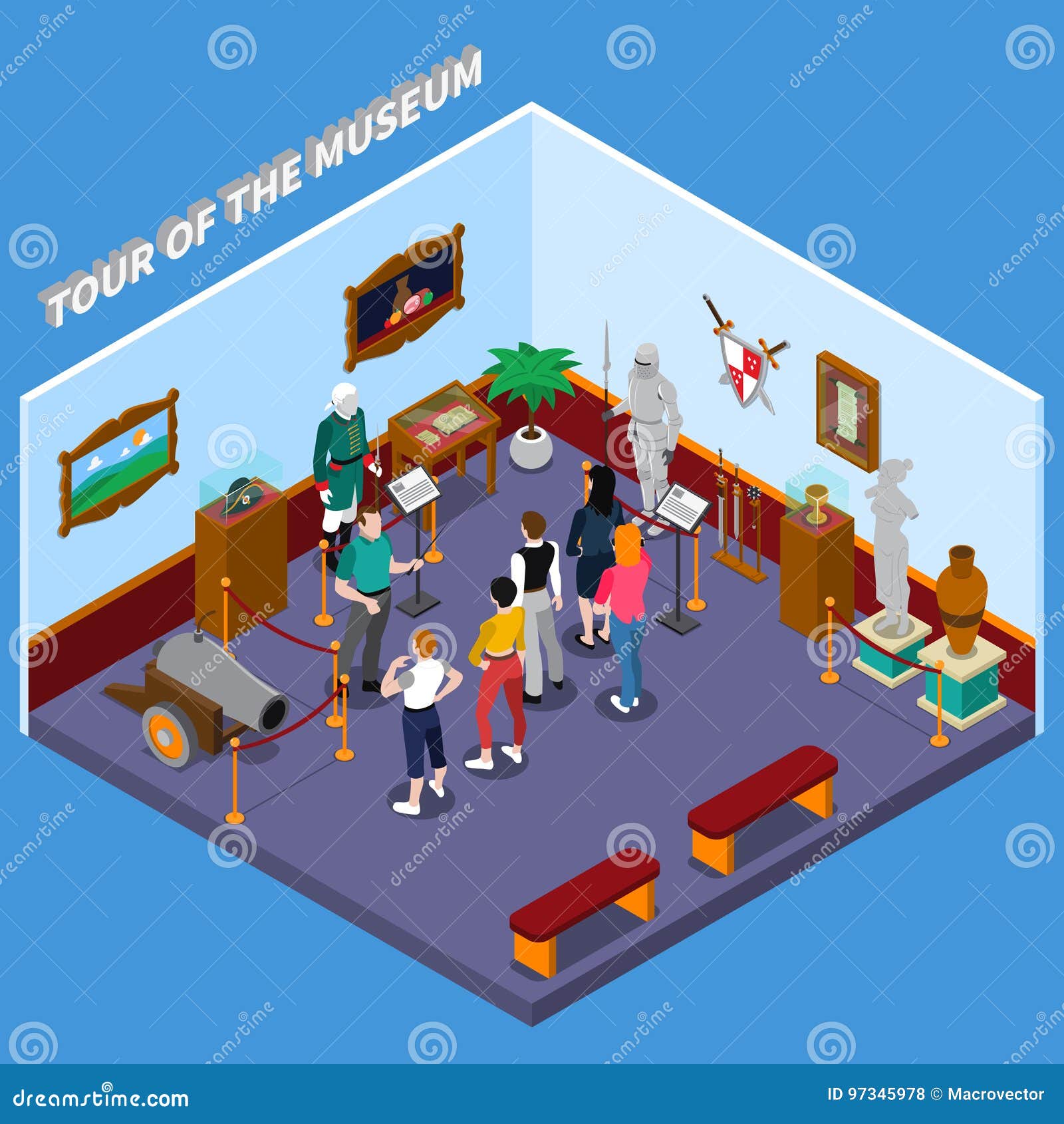 Tour of Museum Isometric Composition Stock Vector - Illustration of ...