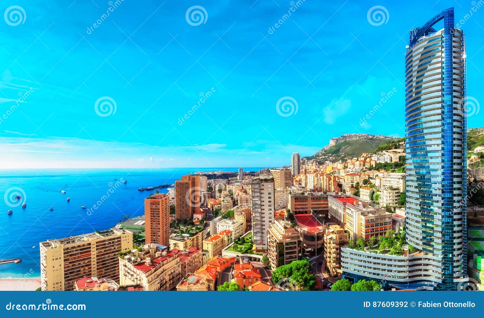 Tour Odeon, Monte Carlo and the Sea Stock Photo - Image of blue, bleu ...