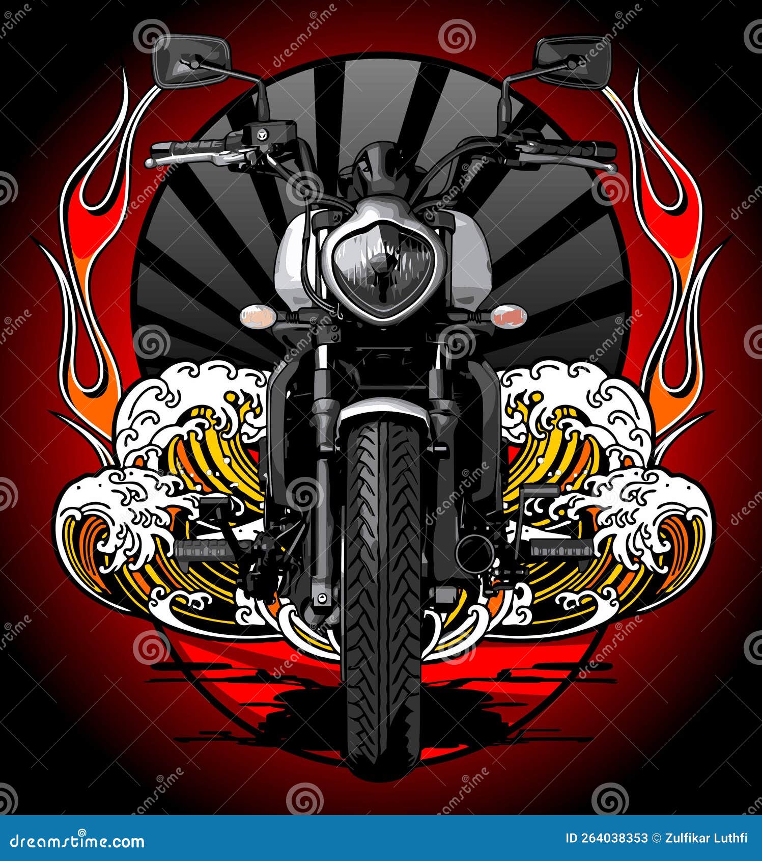 Touring Motorcycle Front View Stock Vector - Illustration of poster ...