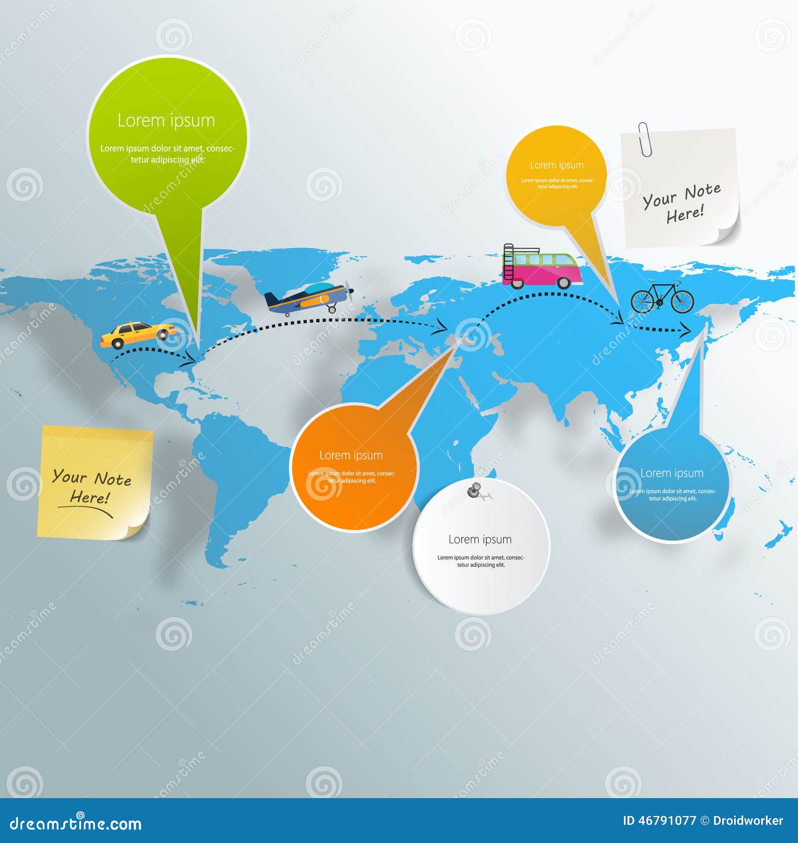 Tourism Infographic Elements Set with World Map Travel Destinations ...