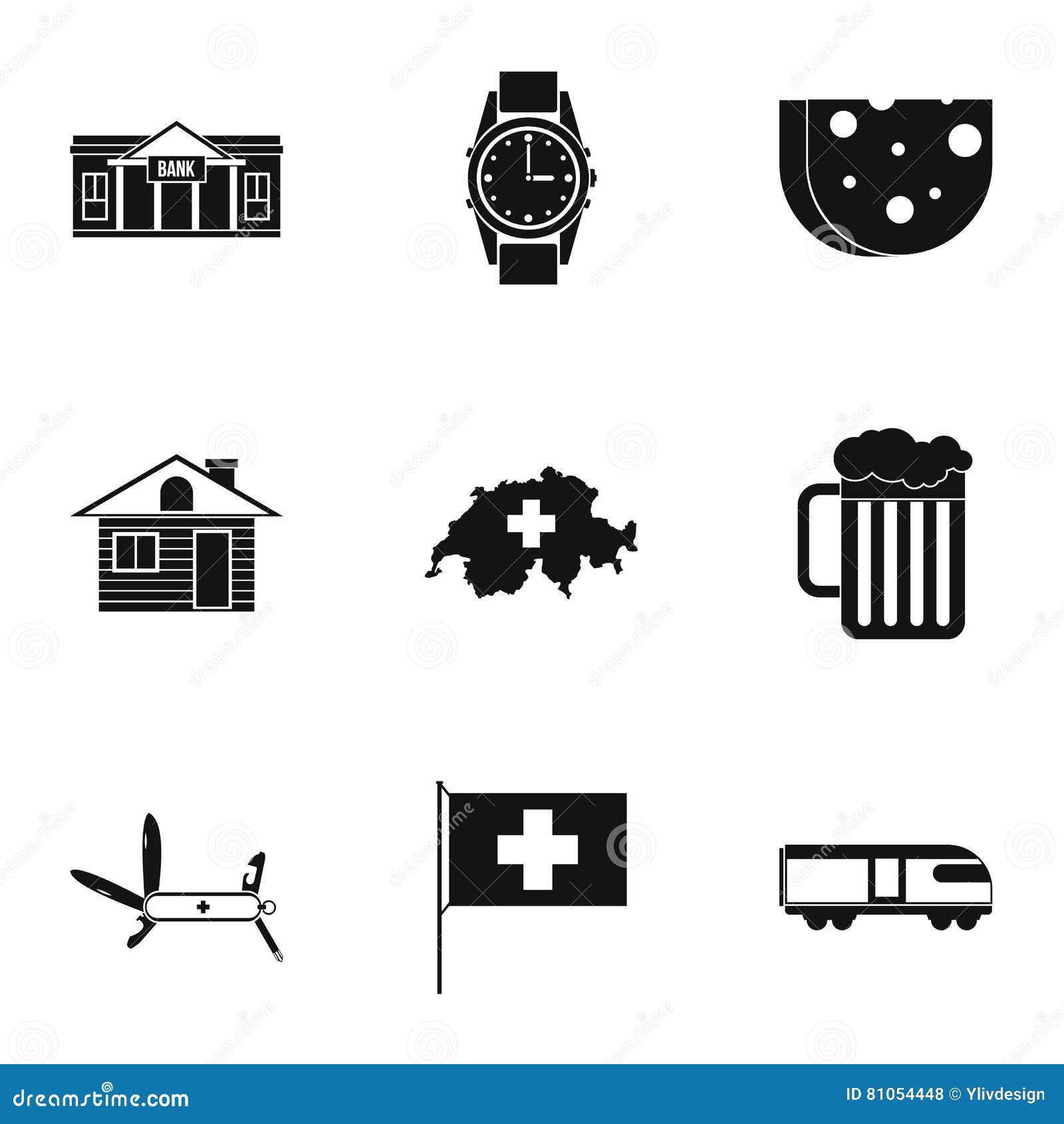 Tourism in Switzerland Icons Set, Simple Style Stock Vector ...