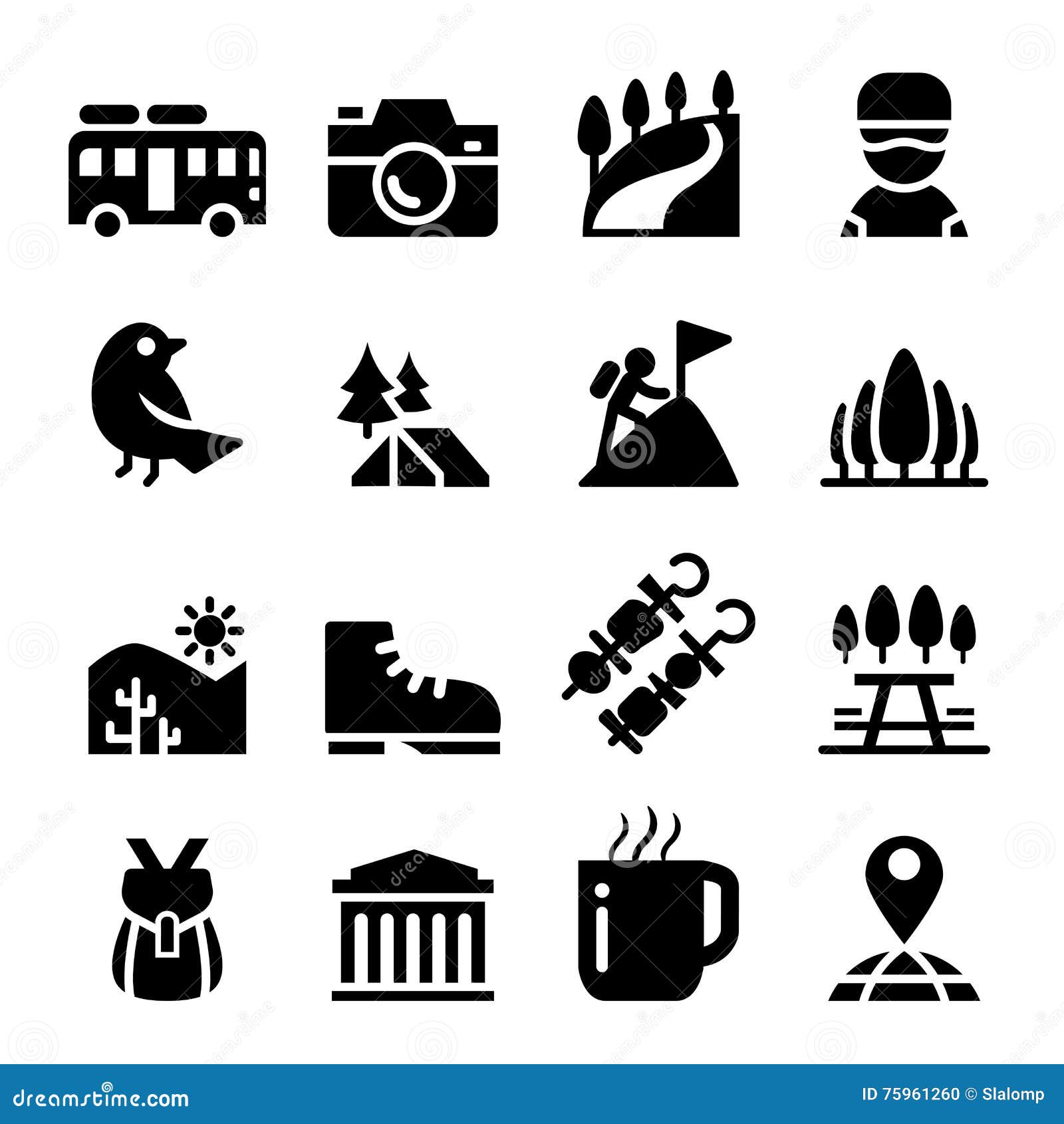 Tourism, Travel & Adventure Icon Set Stock Vector - Illustration of ...
