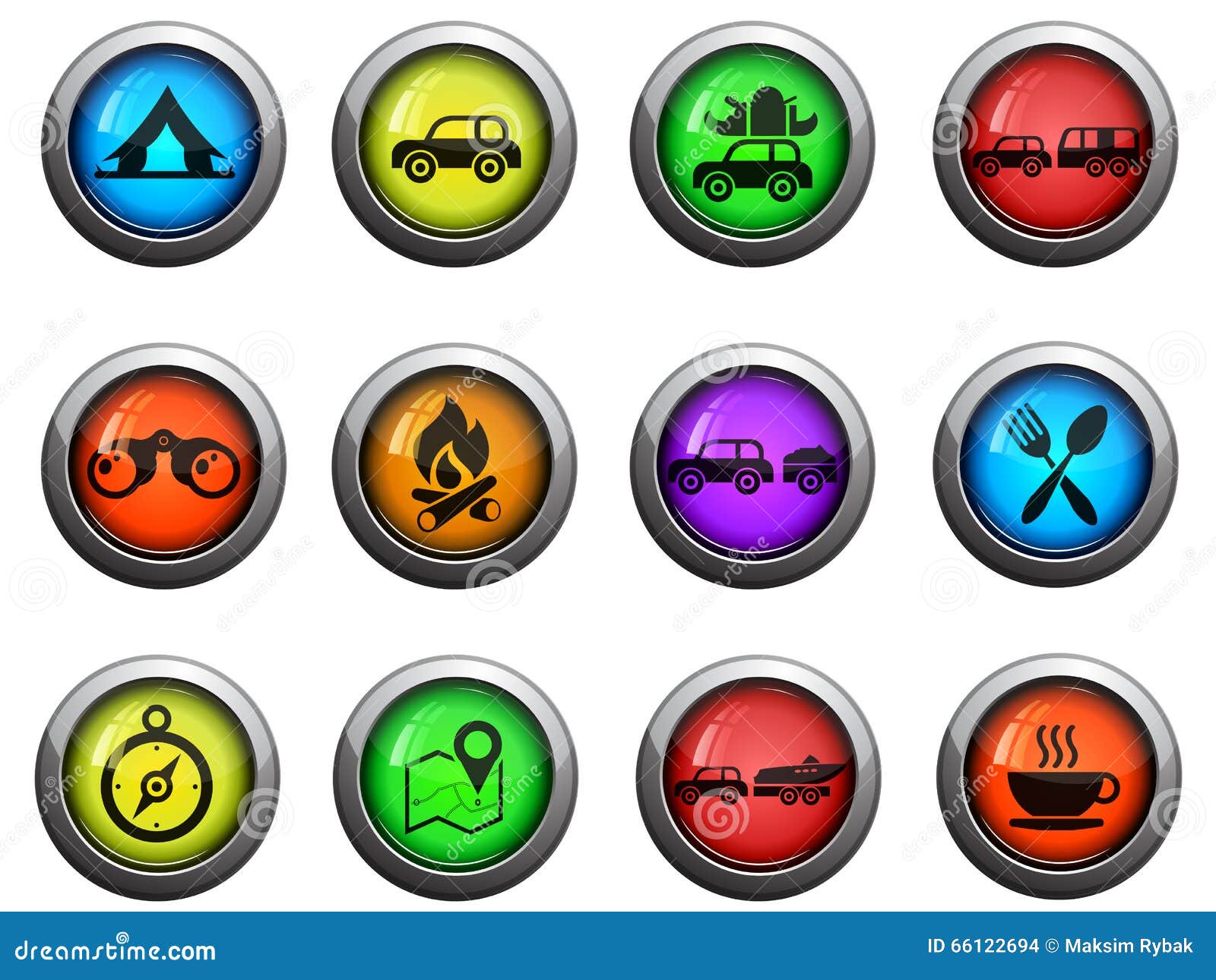 Tourism and Travel Icons Set Stock Vector - Illustration of cafeteria ...