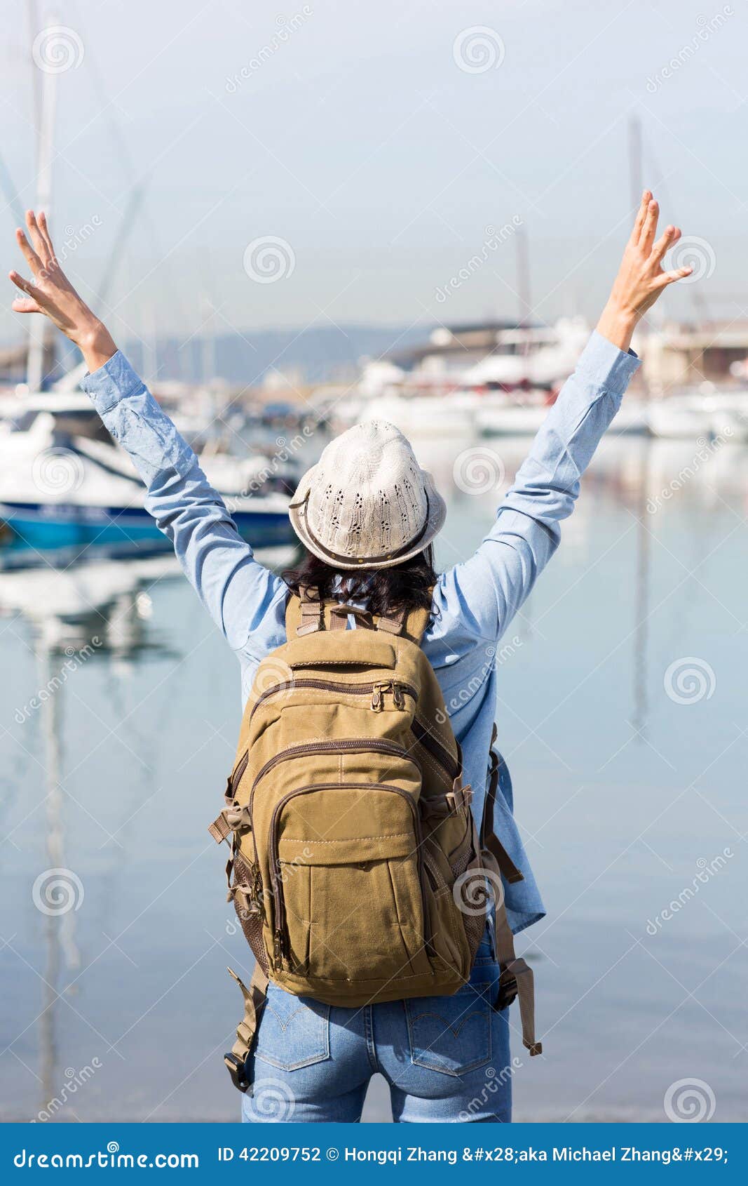 Tourist arms up stock photo. Image of girl, leisure, attractions - 42209752