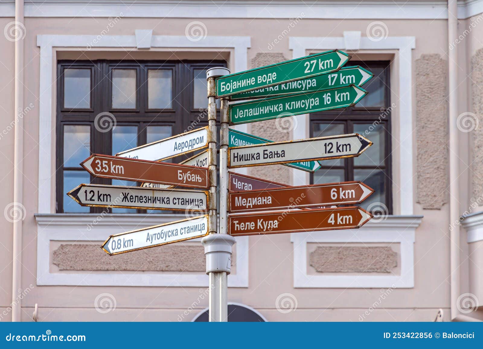 Tourist Attraction Direction Pole Stock Photo - Image of serbia ...