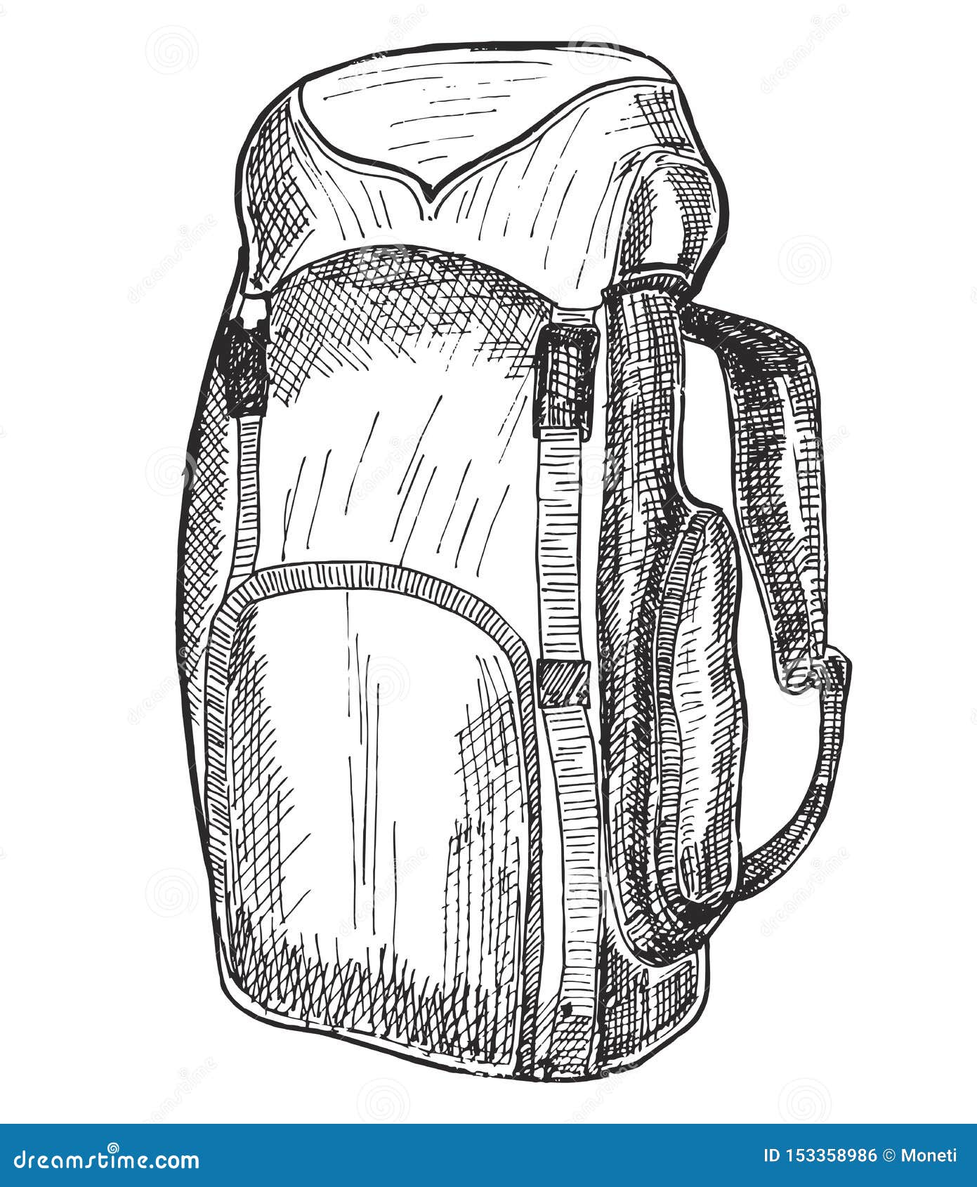 Tourist Backpack, Hiker Backpack Sketch Mountain Tourist Equipment ...