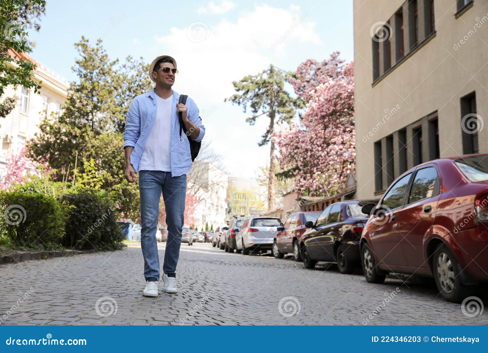 Tourist with Backpack Walking Stock Image - Image of location ...