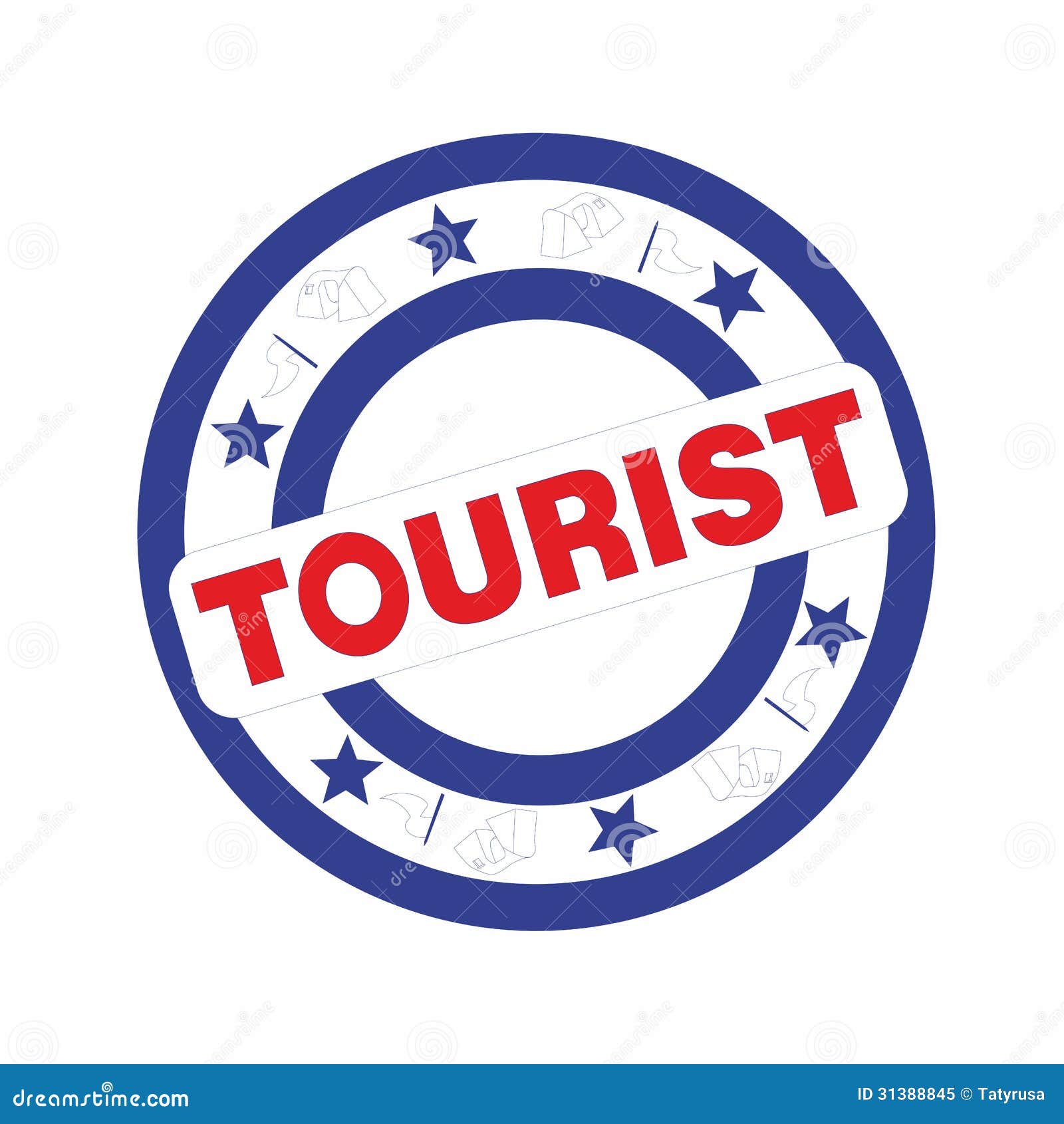 Tourist badge stock vector. Illustration of tents, stamp - 31388845