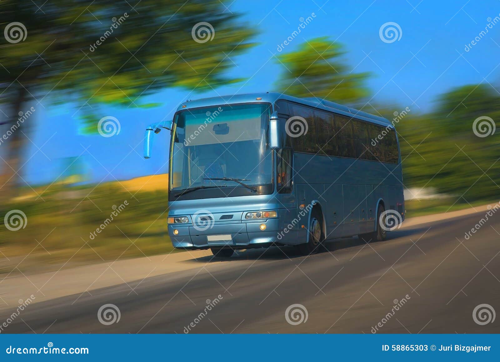 Tourist Bus Goes on the Highway Stock Image - Image of highway, asphalt ...