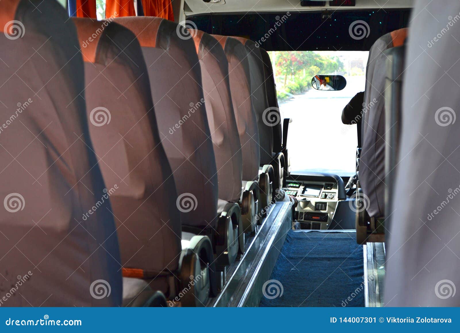 Tourist Bus Inside. Rows of Seats. Stock Image - Image of rows, coach ...