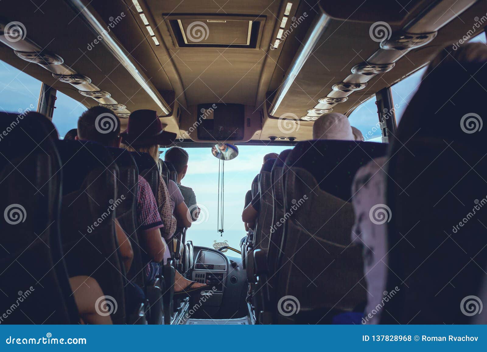 The Tourist Bus Interior with People Sitting Editorial Stock Photo ...