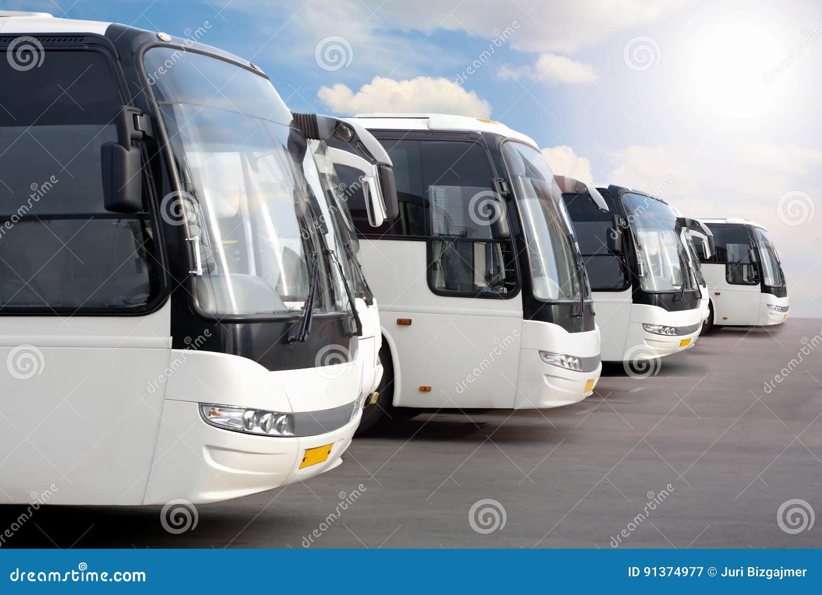 Tourist buses on parking stock image. Image of drive - 91374977