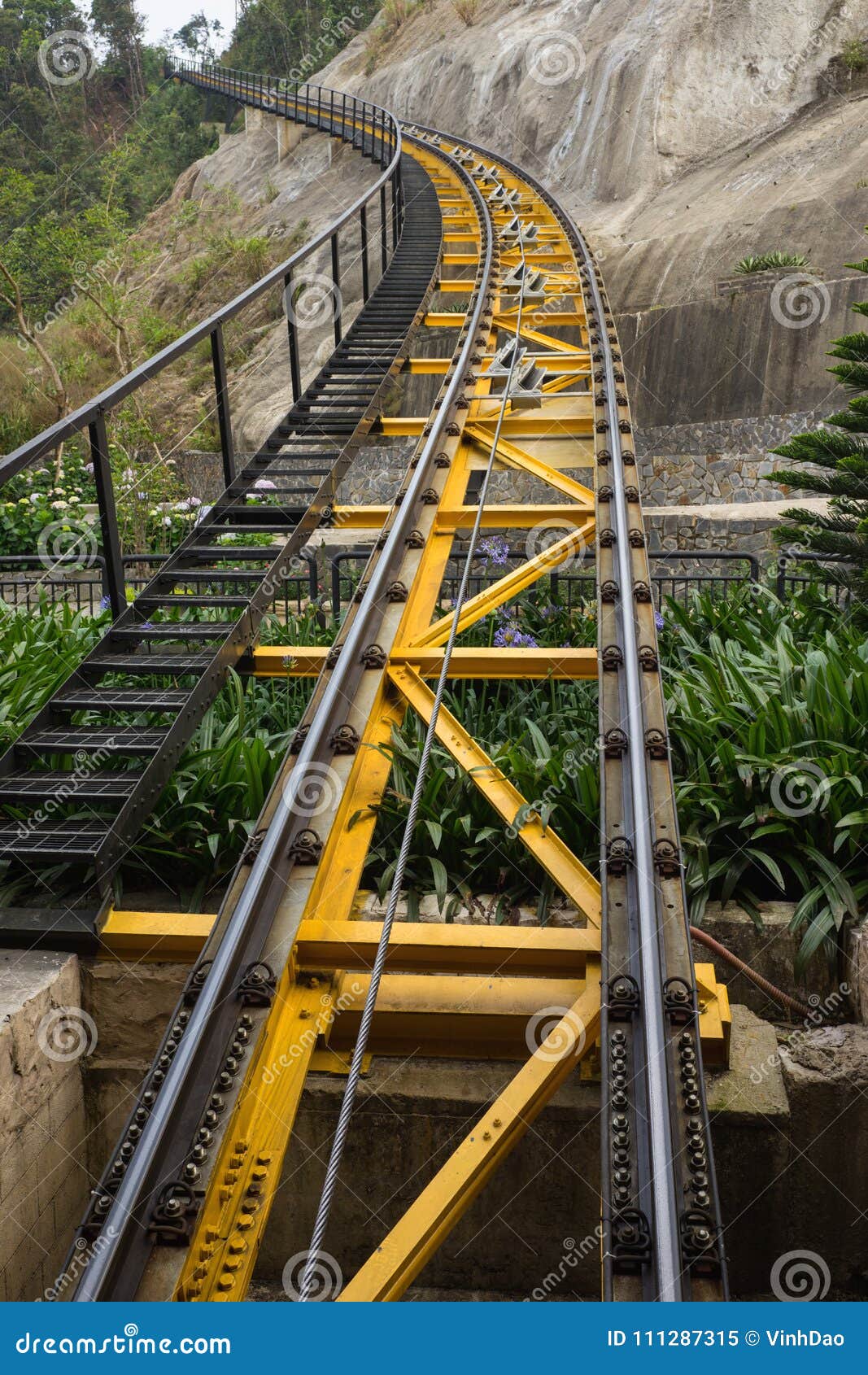 Tourist Cable Car Transportation Railways on Hill Stock Image - Image ...