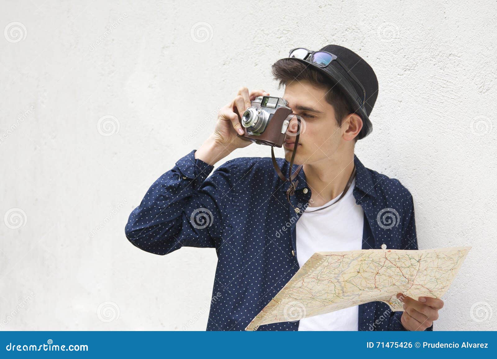 Tourist with camera stock photo. Image of looking, holidays - 71475426
