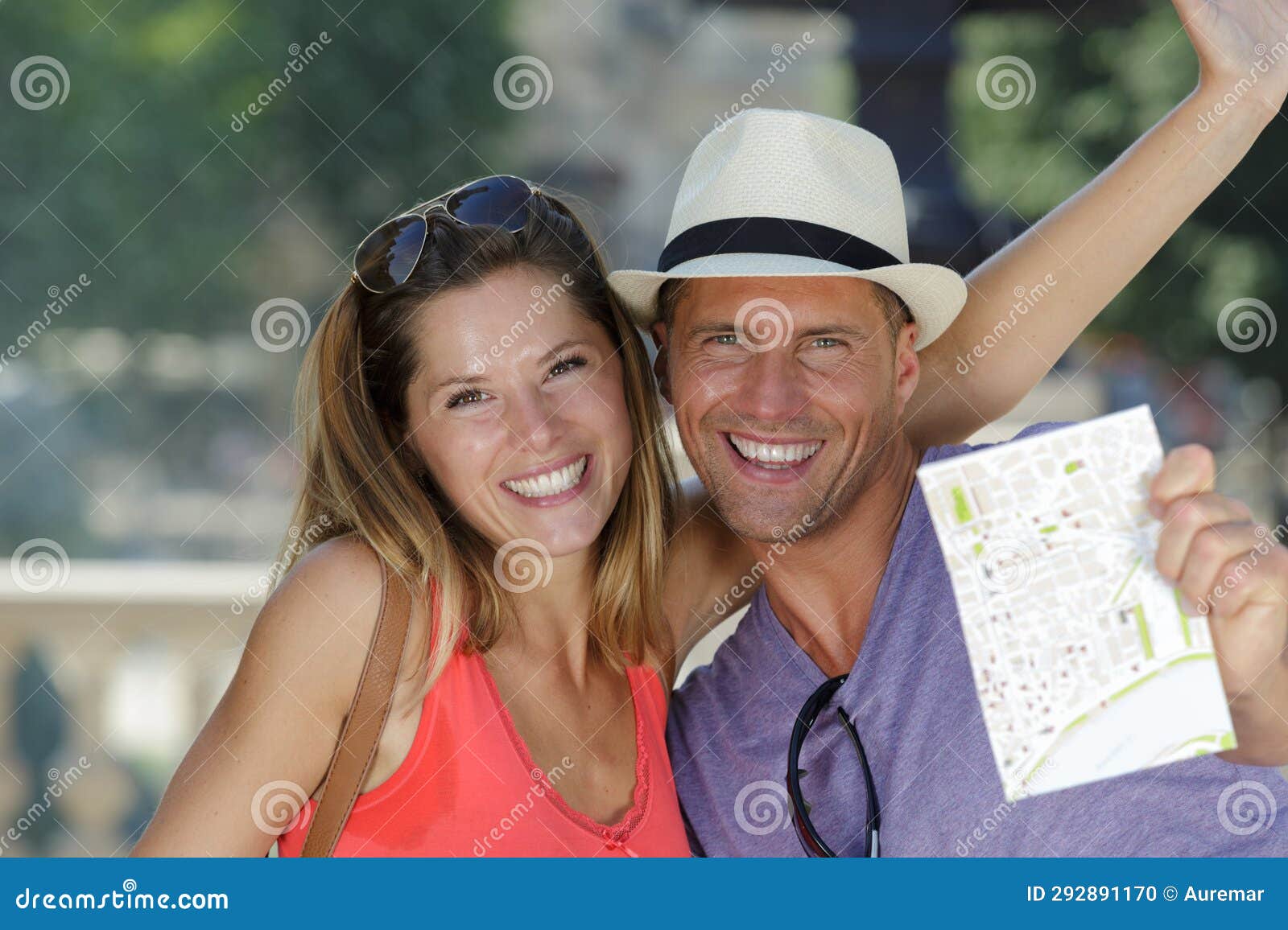 Tourist Couple Using Map As Guide Stock Photo - Image of travel ...
