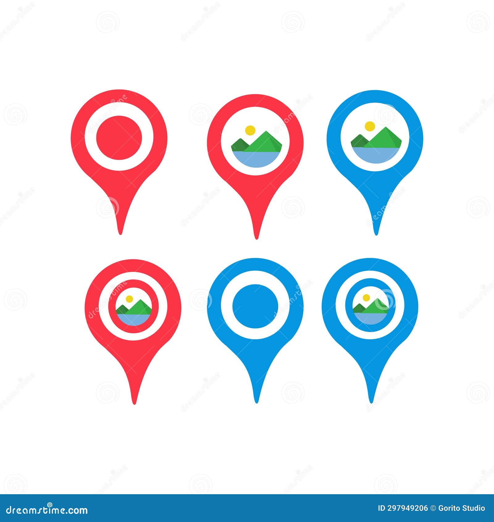 Tourist Destination Location Pin with Red Blue Color Vector Stock ...