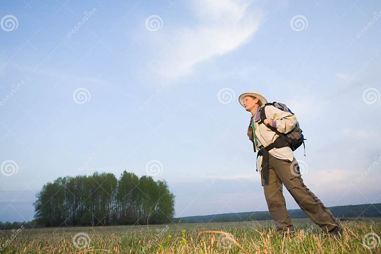 Tourist at field stock photo. Image of camping, tourism - 13135000