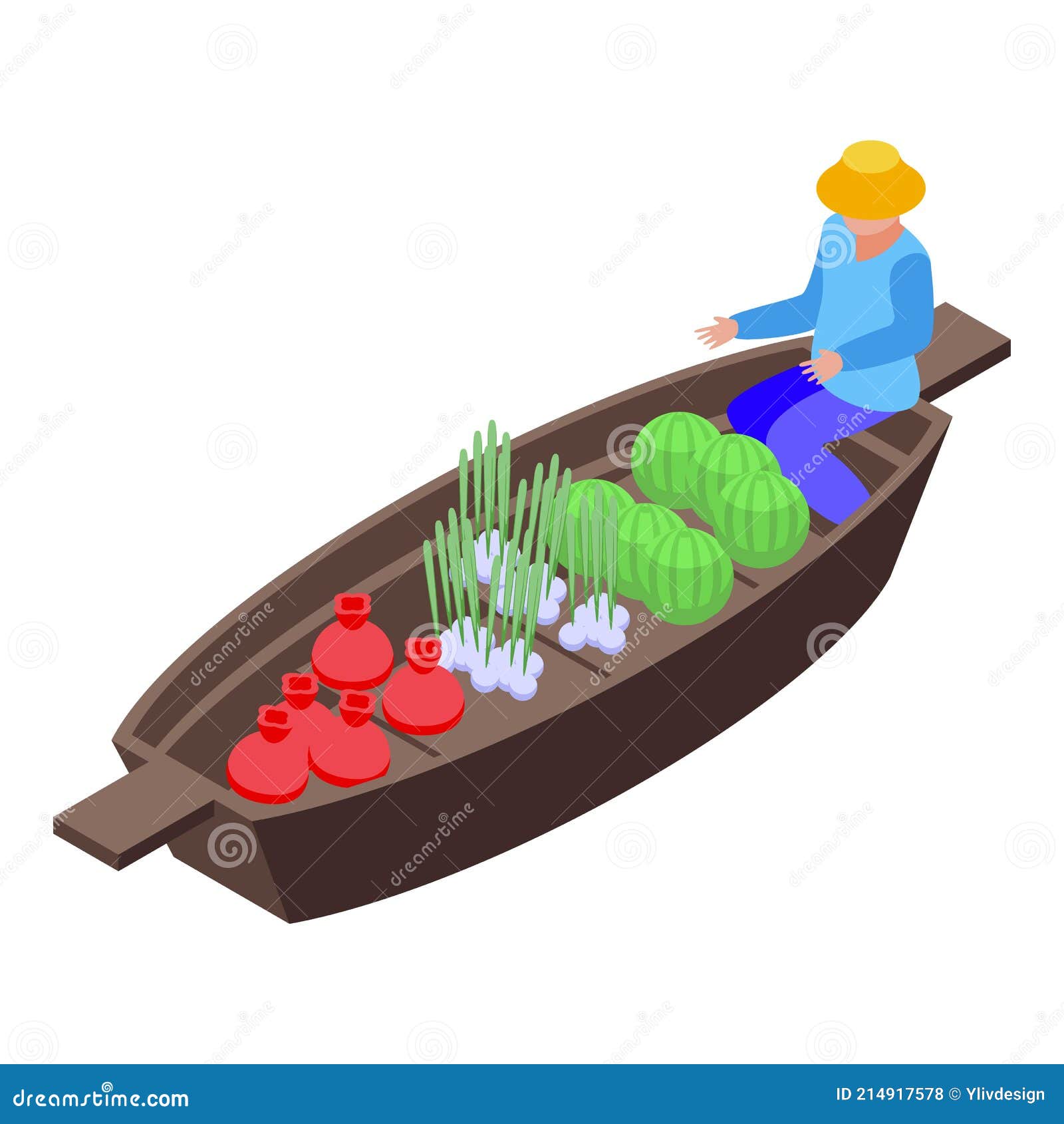 Tourist Floating Market Icon, Isometric Style Stock Vector ...