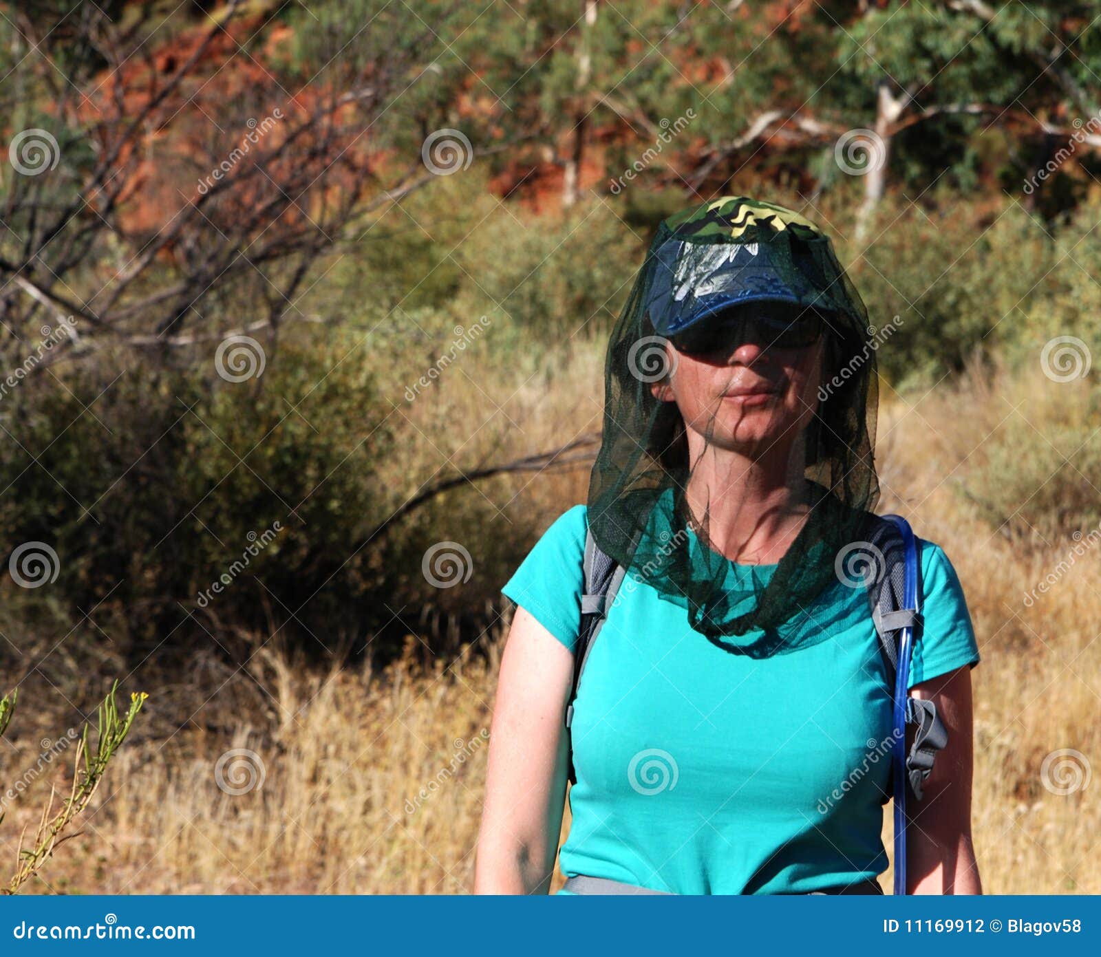 A tourist in fly net editorial photography. Image of destination - 11169912