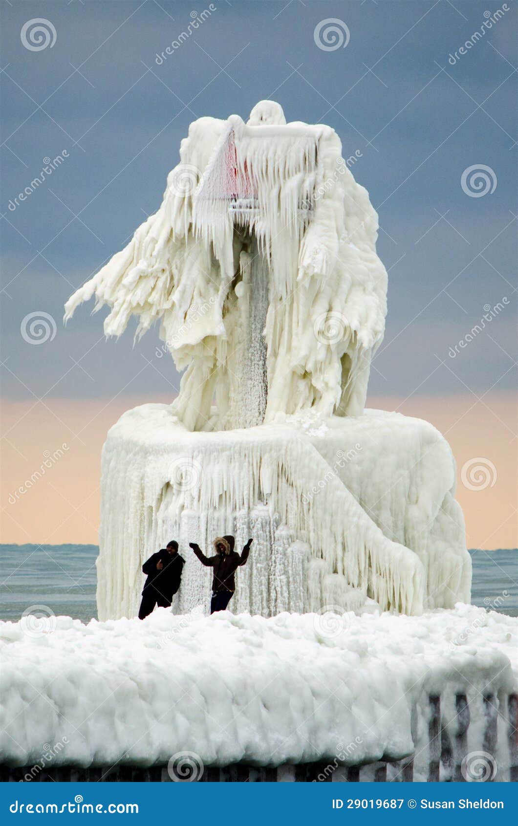 Tourist and Frozen Lighthouse Editorial Photography - Image of ...