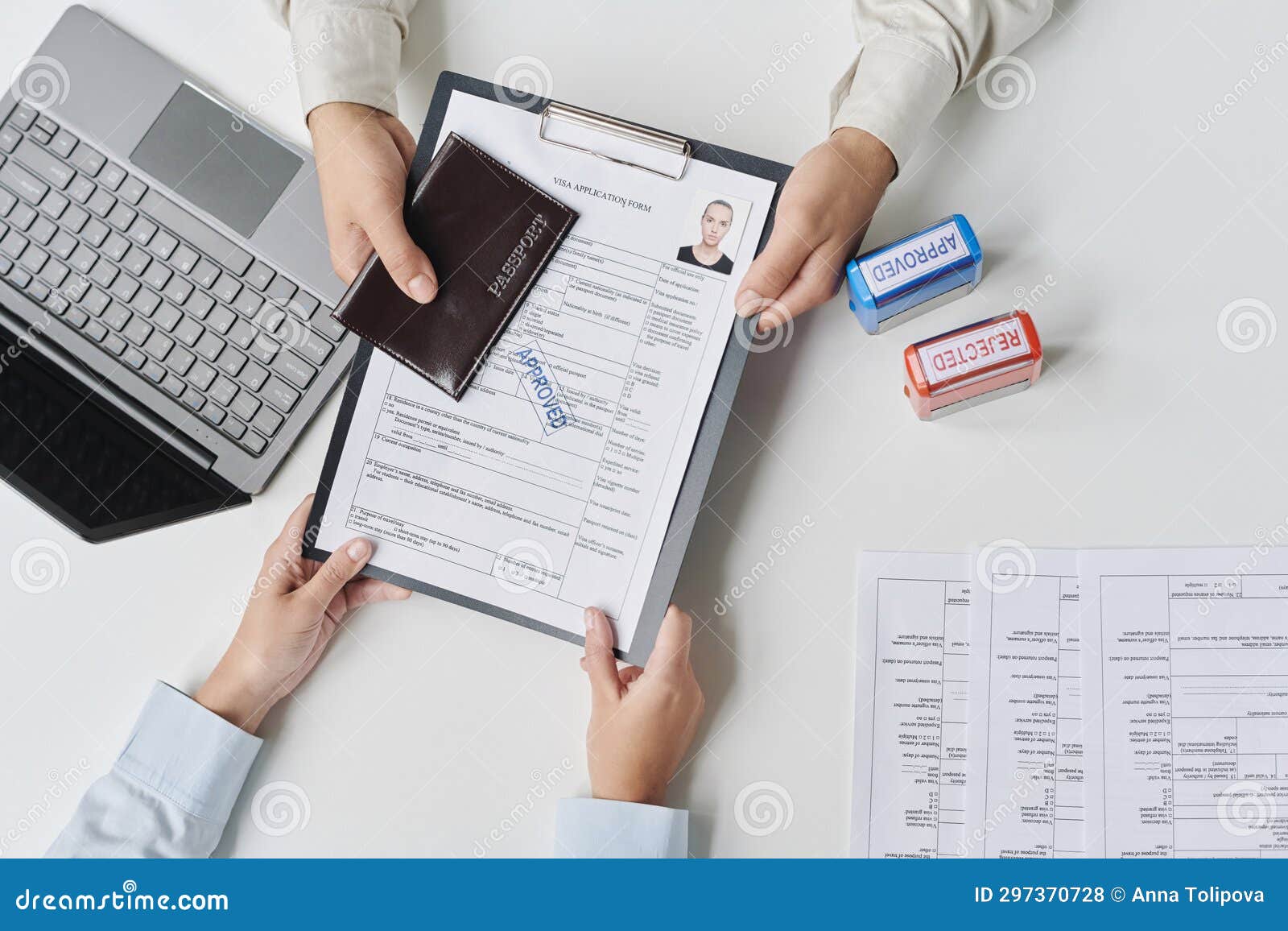 Approved Visa Passport Rubber Stamp Isolated On White Background Stock ...